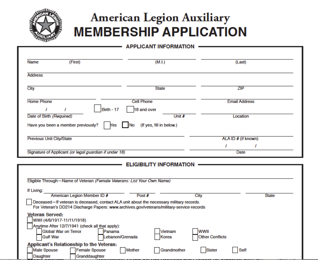 Unit Membership Forms – ALA Texas