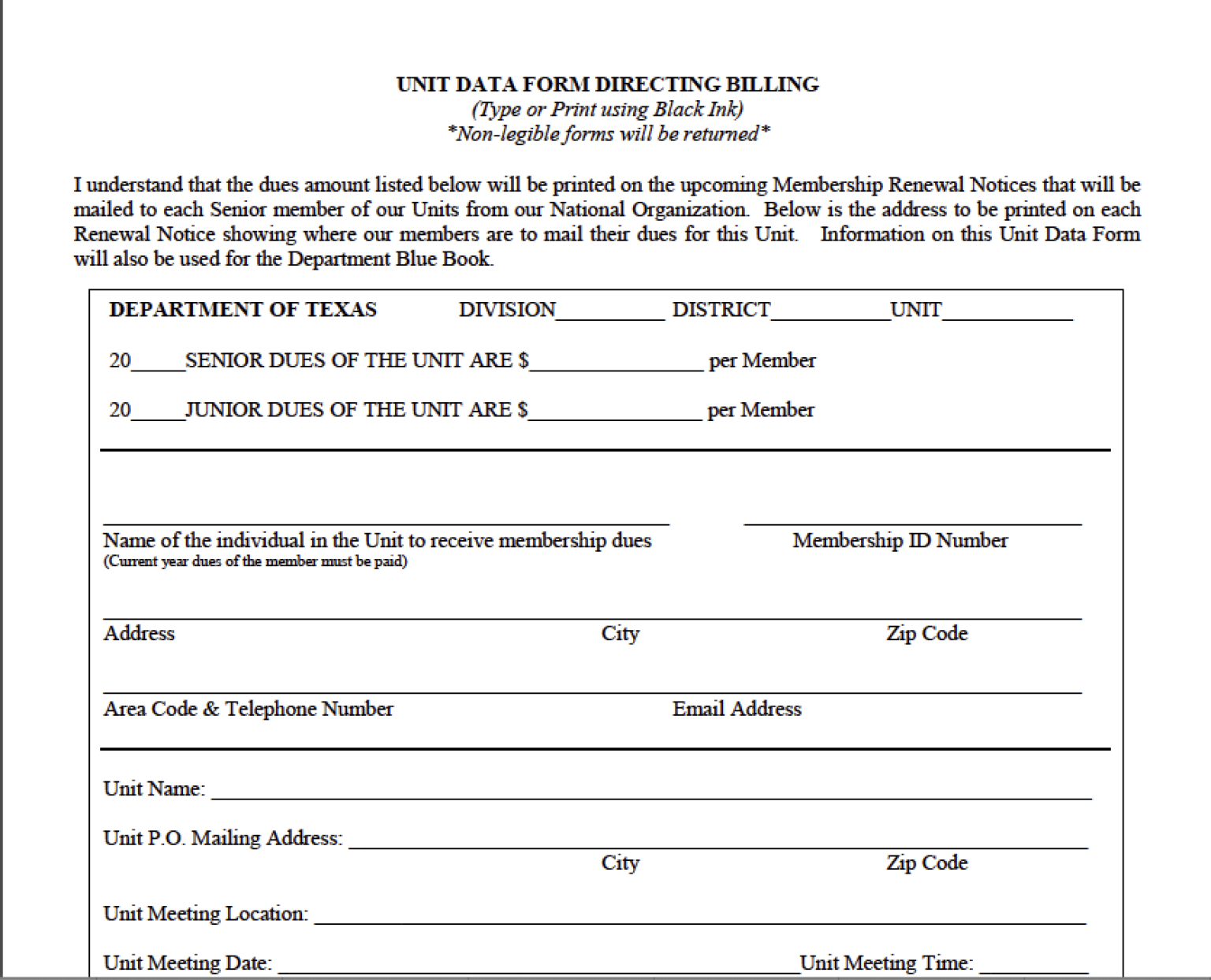 Unit Membership Forms | ALA Texas