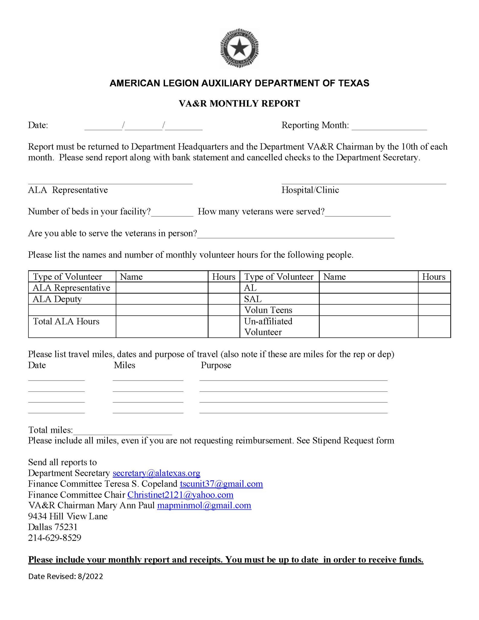 VA&R Forms – ALA Texas