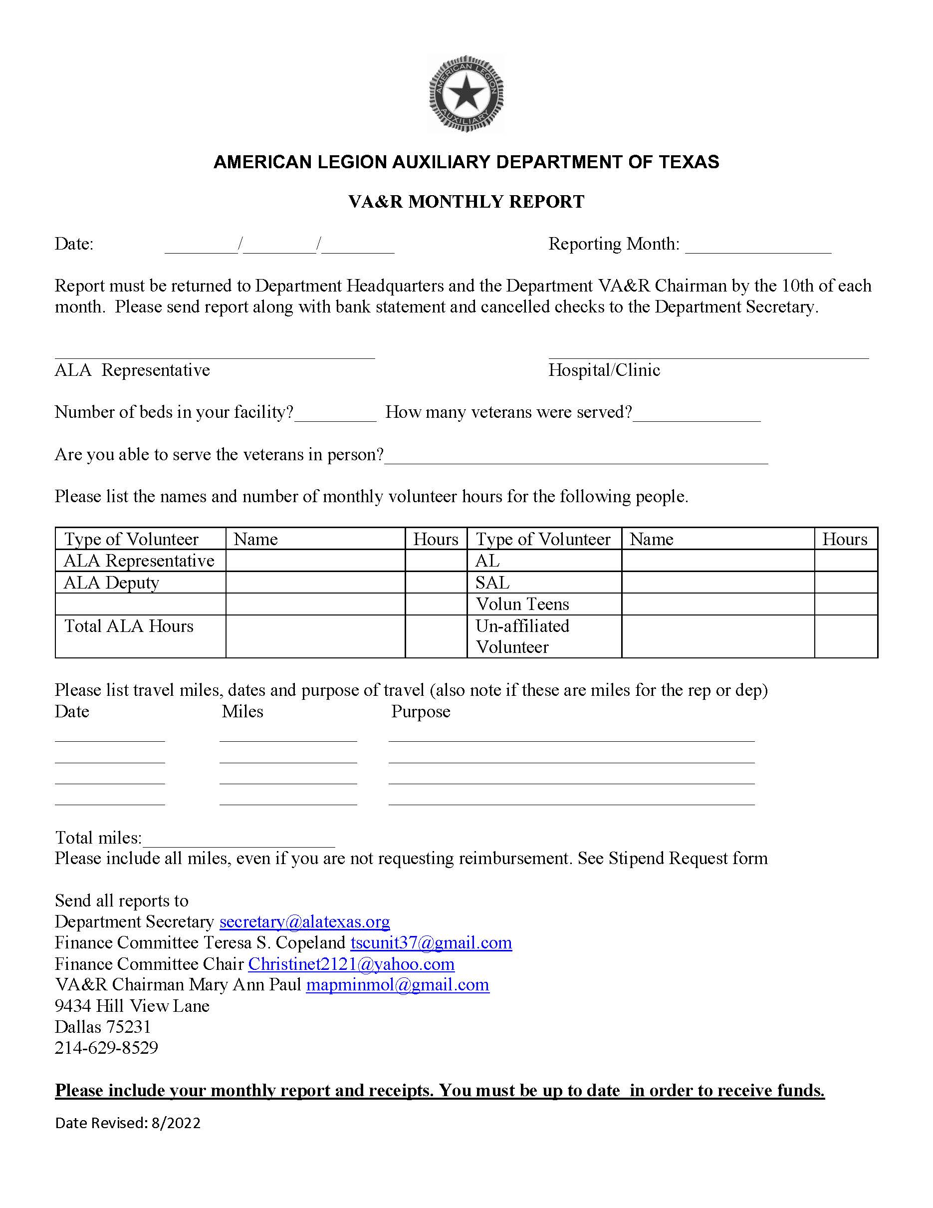 VA&R Forms – ALA Texas
