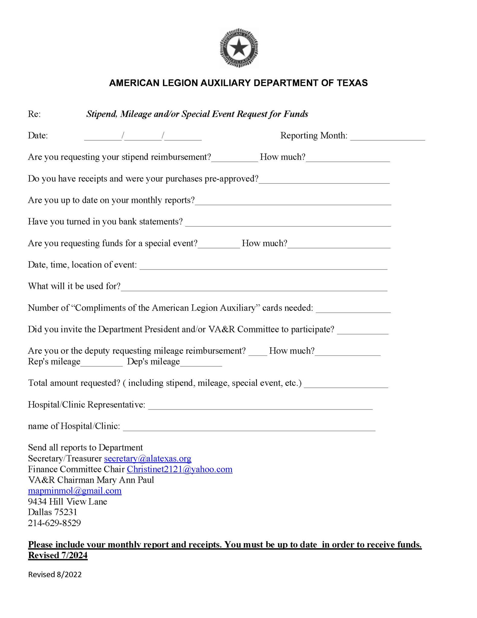 VA&R Forms – ALA Texas
